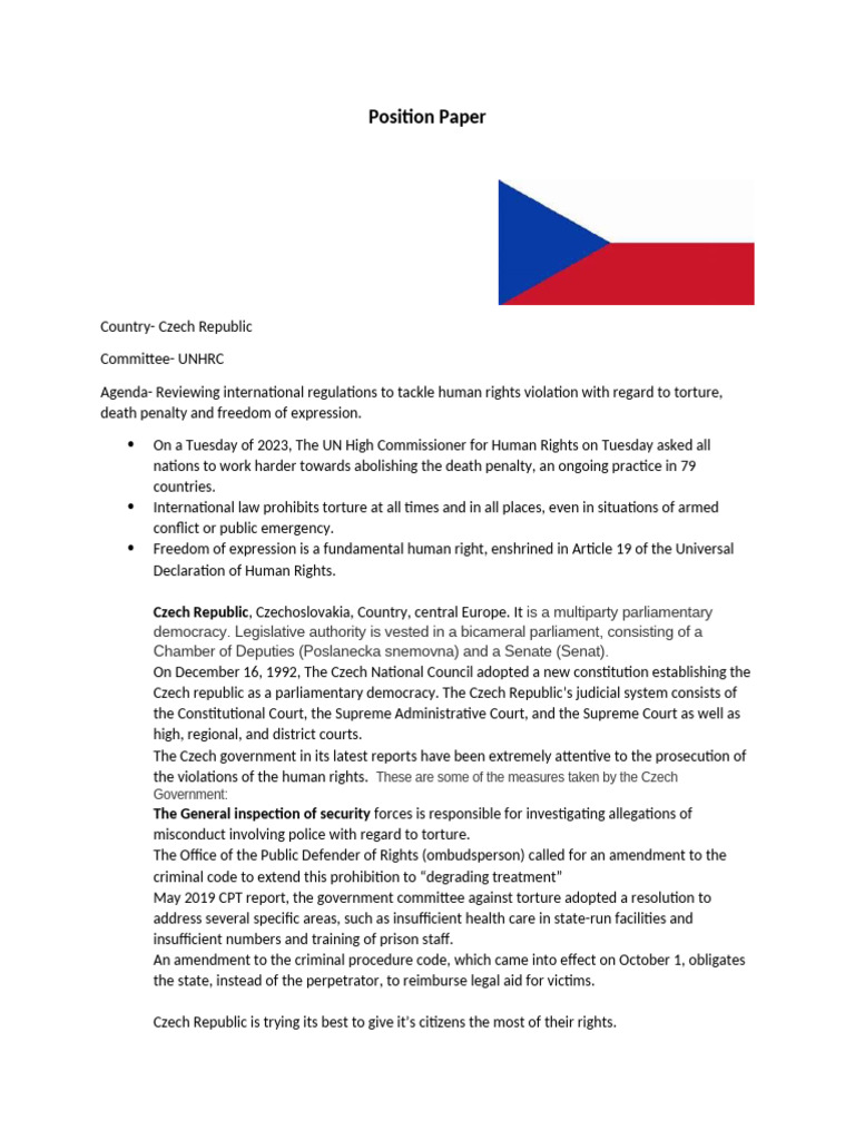 Position Paper - Navya Dwivedi (UNHRC) | PDF | Human Rights | Czech ...