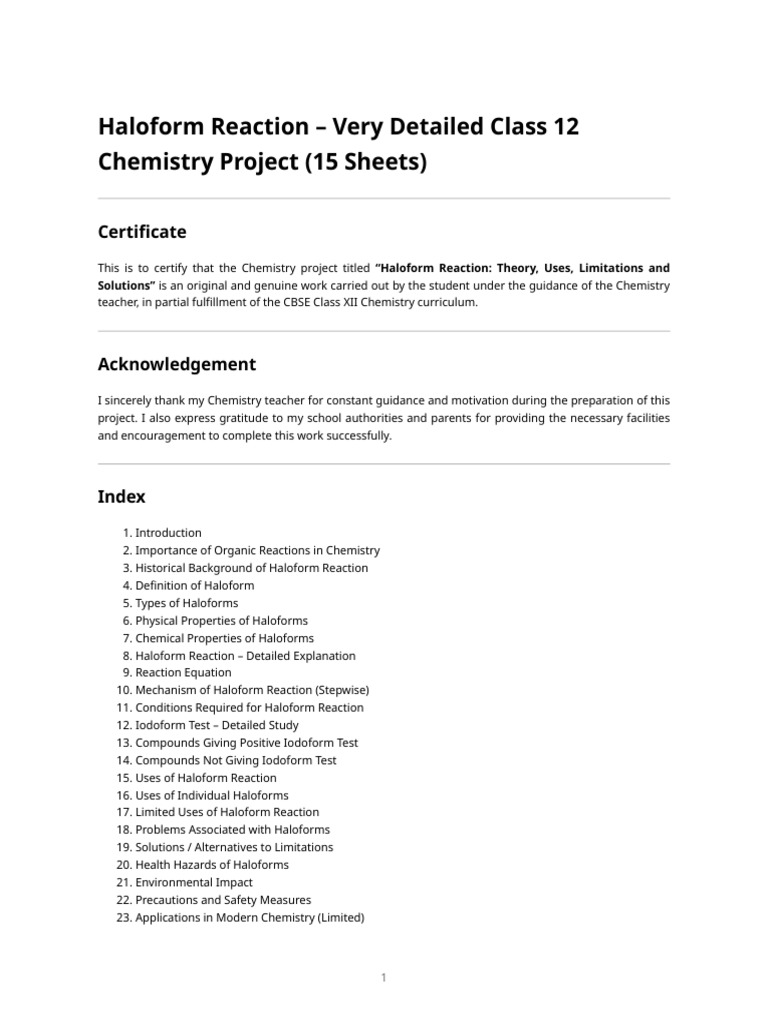 Haloform Reaction: Theory & Applications | PDF | Chemical Reactions ...