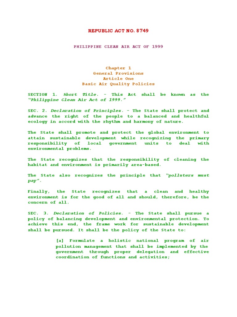 Clean Air ACt | PDF | Emission Standard | Air Pollution