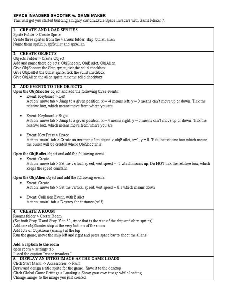 Space Invaders Shooter Tutorial | PDF | Computer Keyboard | Computing