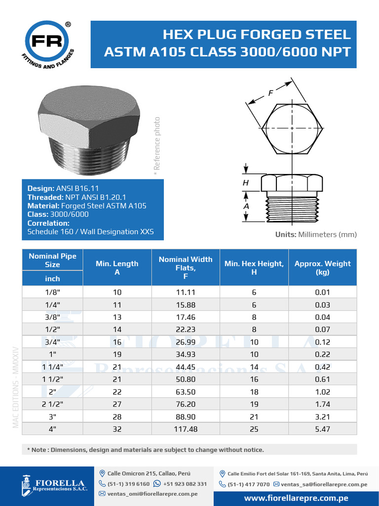 Tapon Astm A105 Class6000 NPT | PDF | Building Materials | Machining