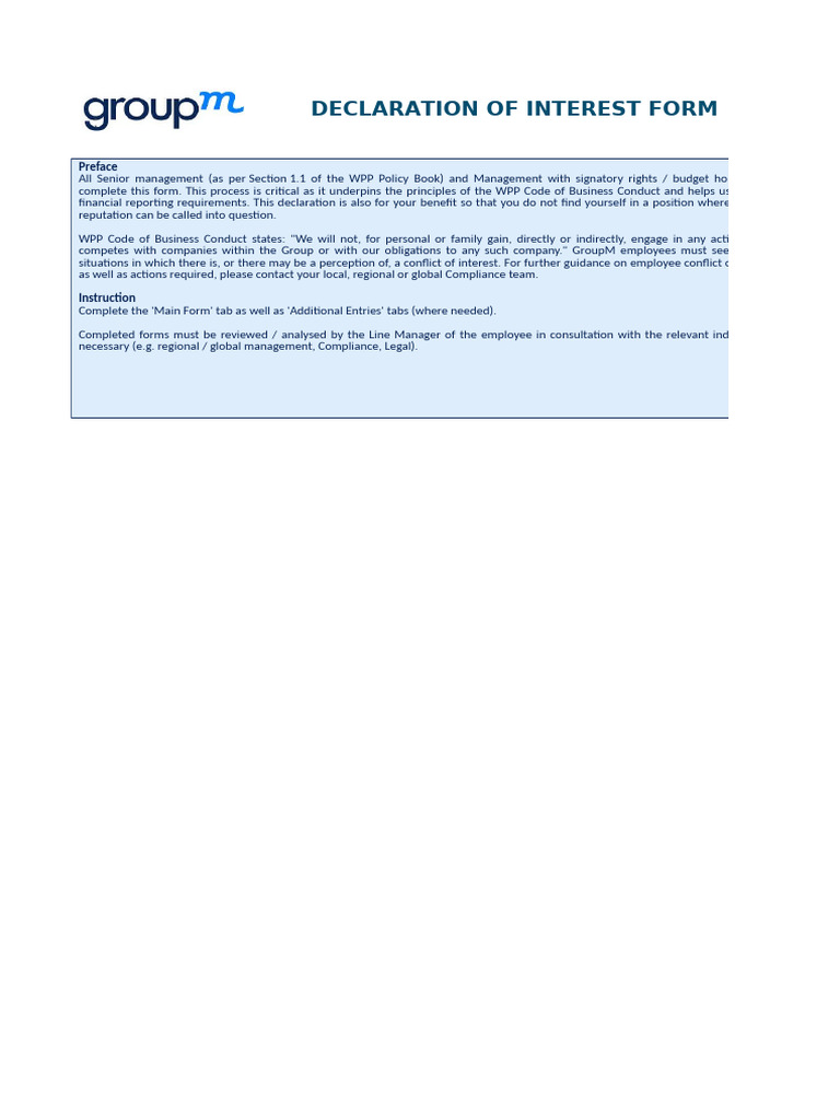 Declaration of Interest Form - 2023 | PDF | Board Of Directors ...