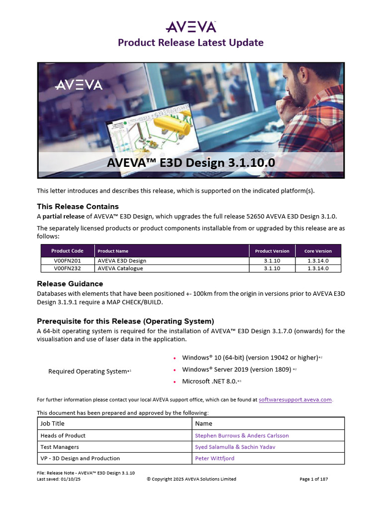 AVEVA E3D Design 3.1.10 Release Notes | PDF | Computer File | Security
