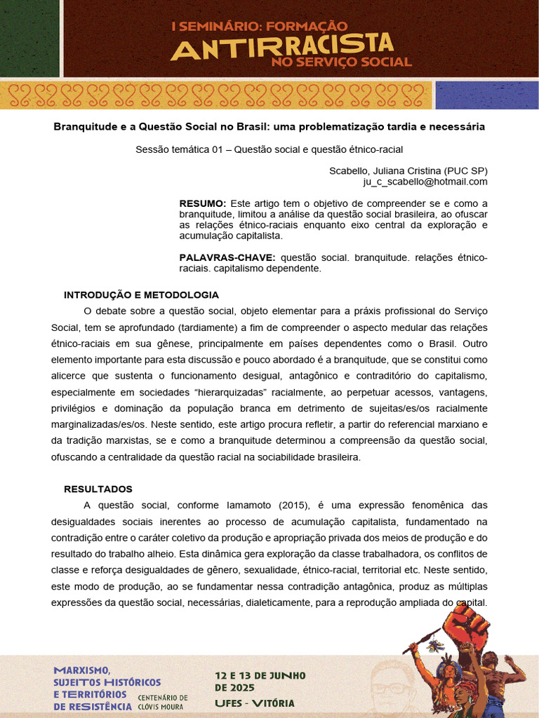 Branquitude e Questão Social no Brasil | PDF | Capitalismo ...