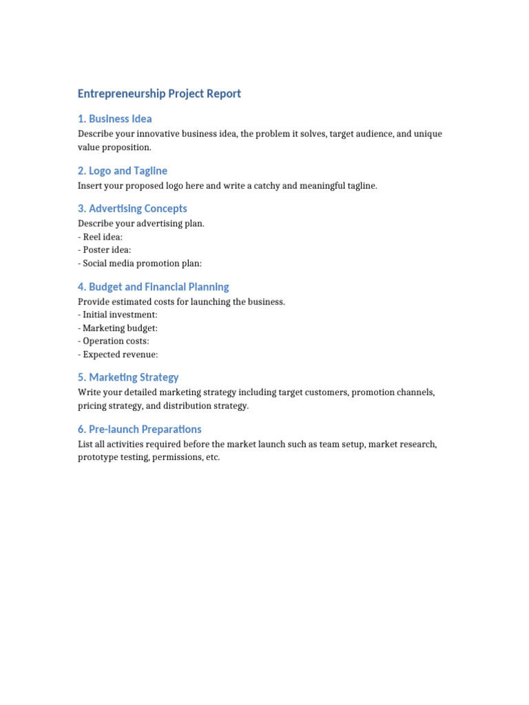 Entrepreneurship Project Report | PDF