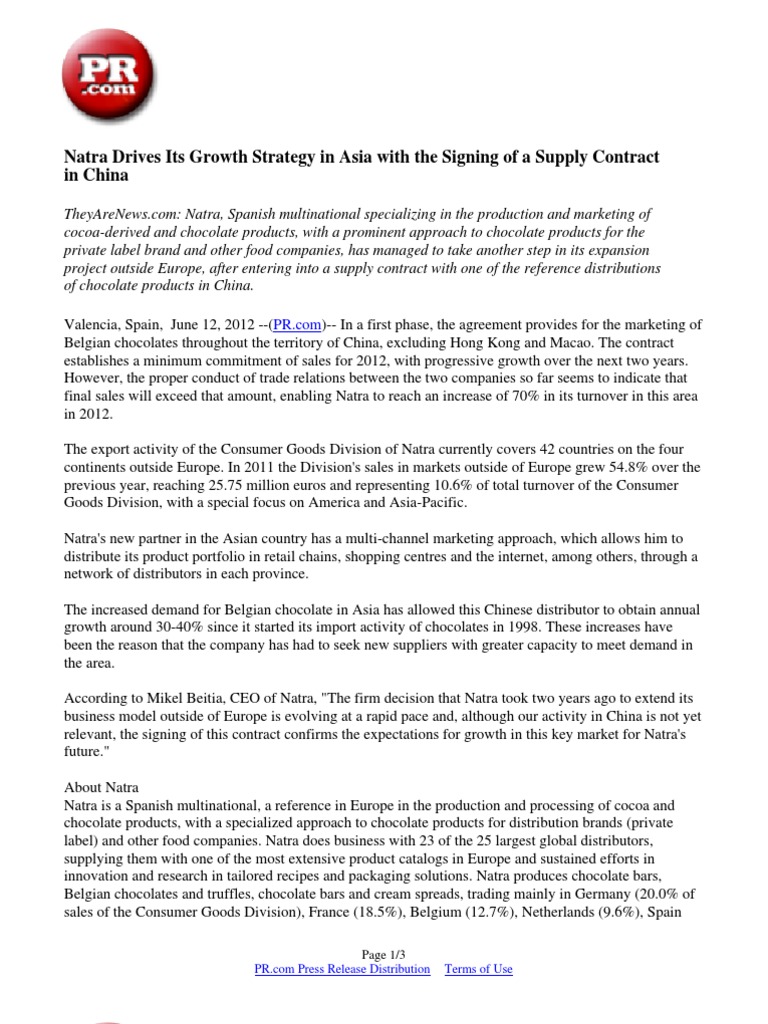 Natra Drives Its Growth Strategy in Asia With The Signing of A Supply ...