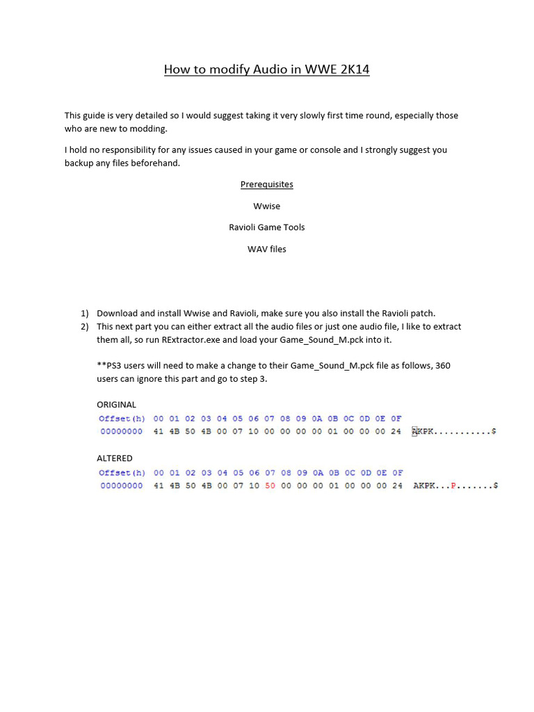 Modify Audio in WWE 2K14 Guide | PDF | Computer File | Computing