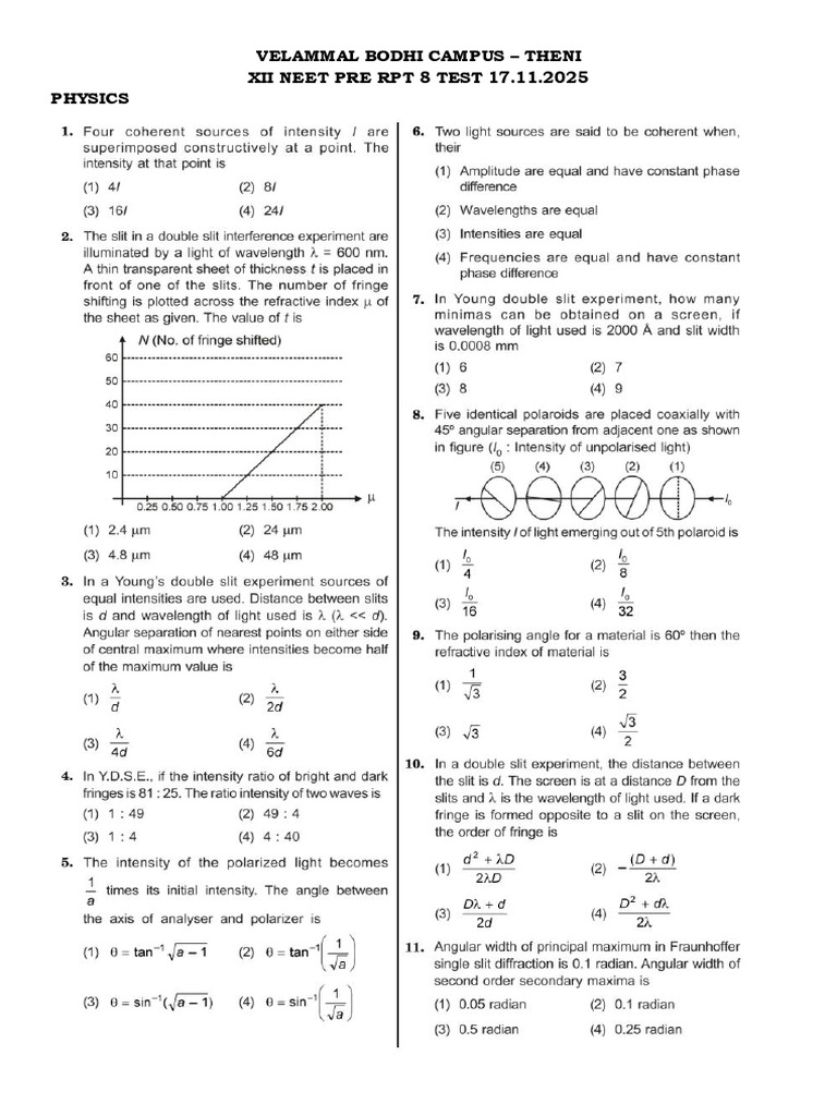 Xii Neet Rpe Rpt 8 Test 17.11.2025 | PDF