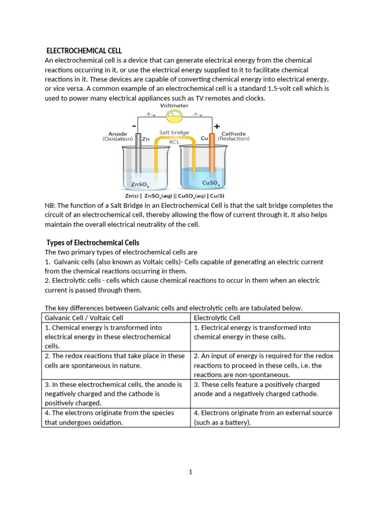 Understanding Electrochemical Cells | PDF | Electrochemistry | Anode