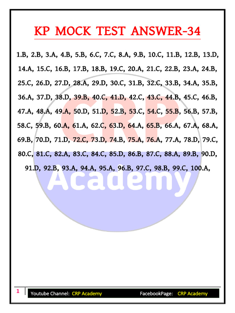 KP Mock Test Answer-34 | PDF