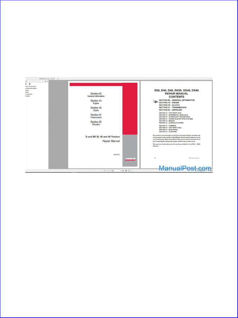 Case Ih Series d and Dx 35 40 and 45 Tractors Repair Manual | PDF ...