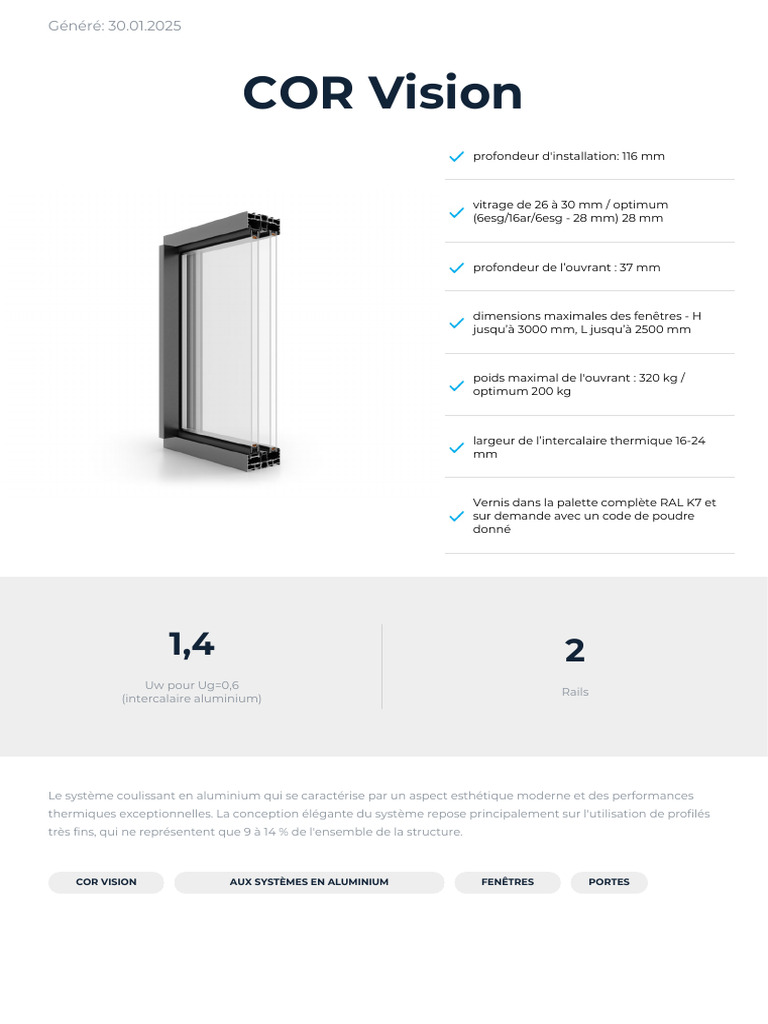 Système Coulissant Aluminium COR Vision | PDF