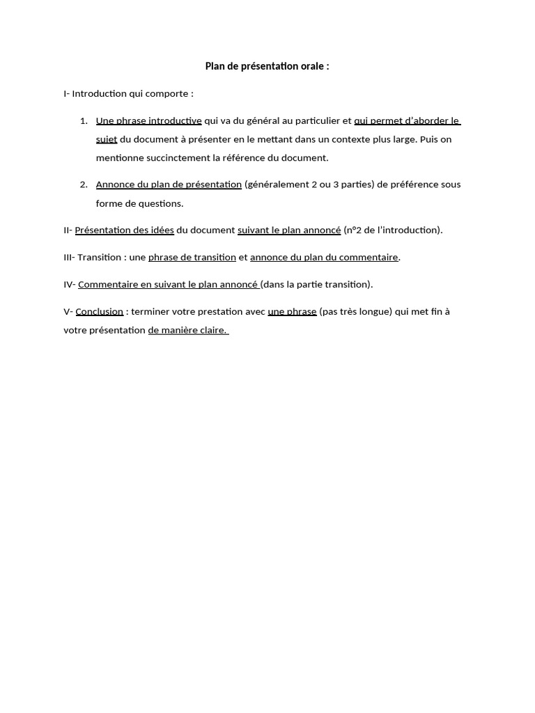 Plan de Présentation Orale | PDF