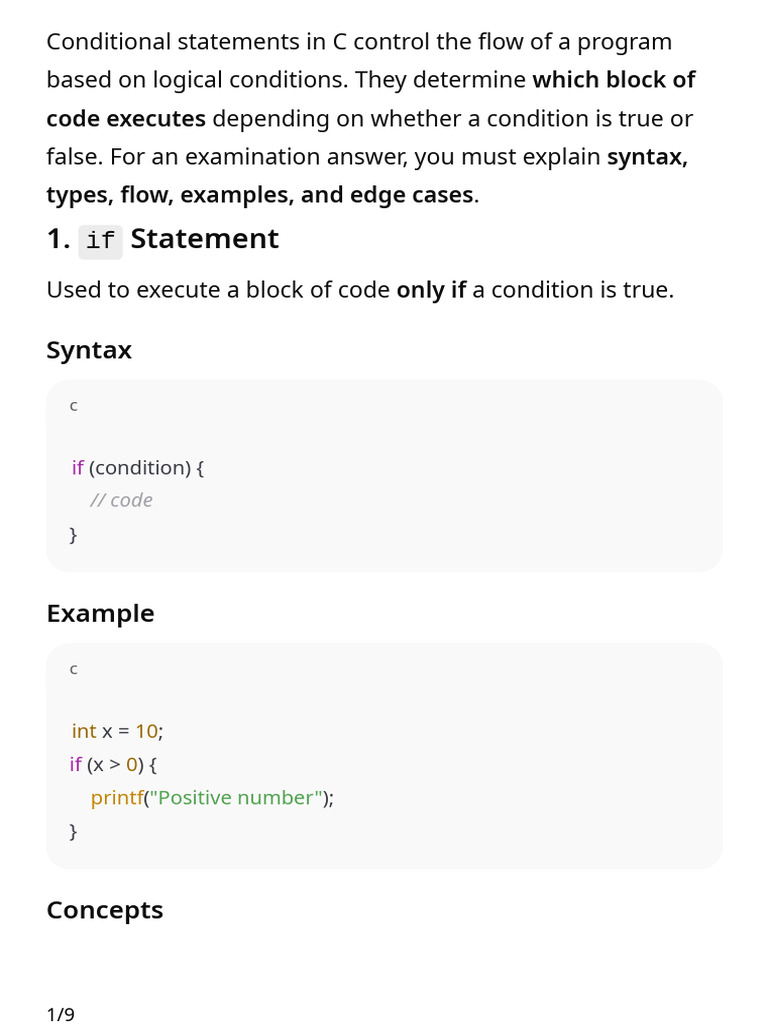 C Conditional Statements Explained | PDF