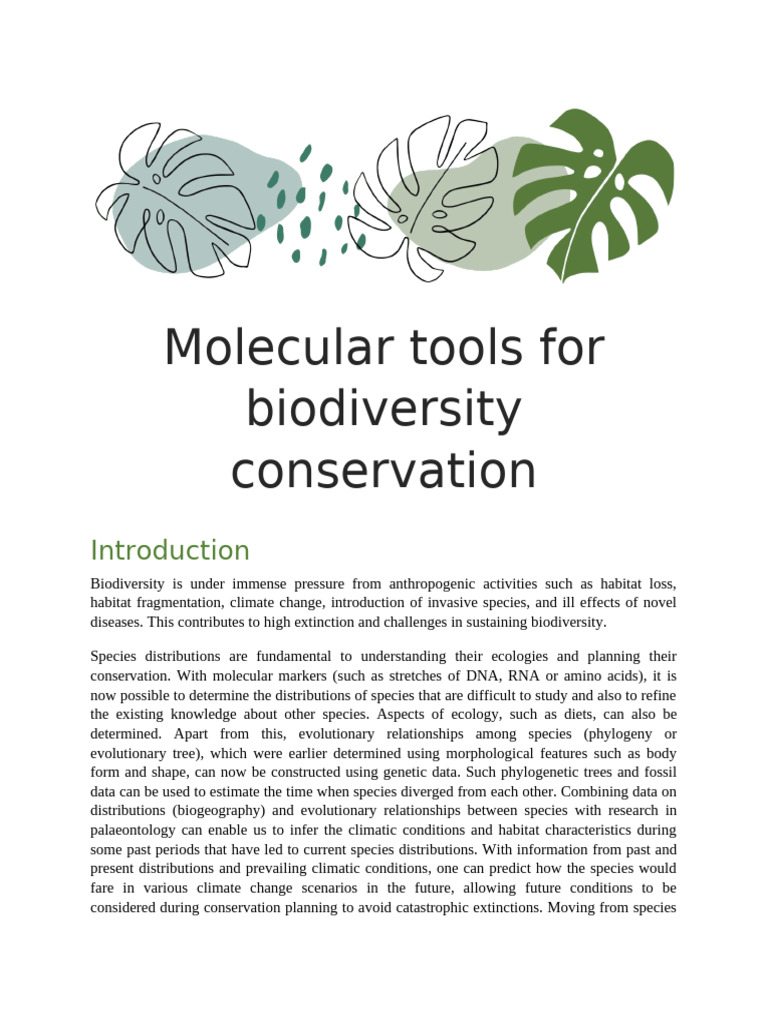 Molecular Tools for Biodiversity Conservation | PDF | Phylogenetics ...