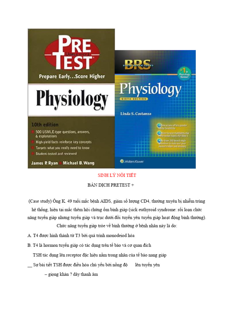 Sinh Lý Nội Tiết - Chữa Test Case 120 Phút | PDF