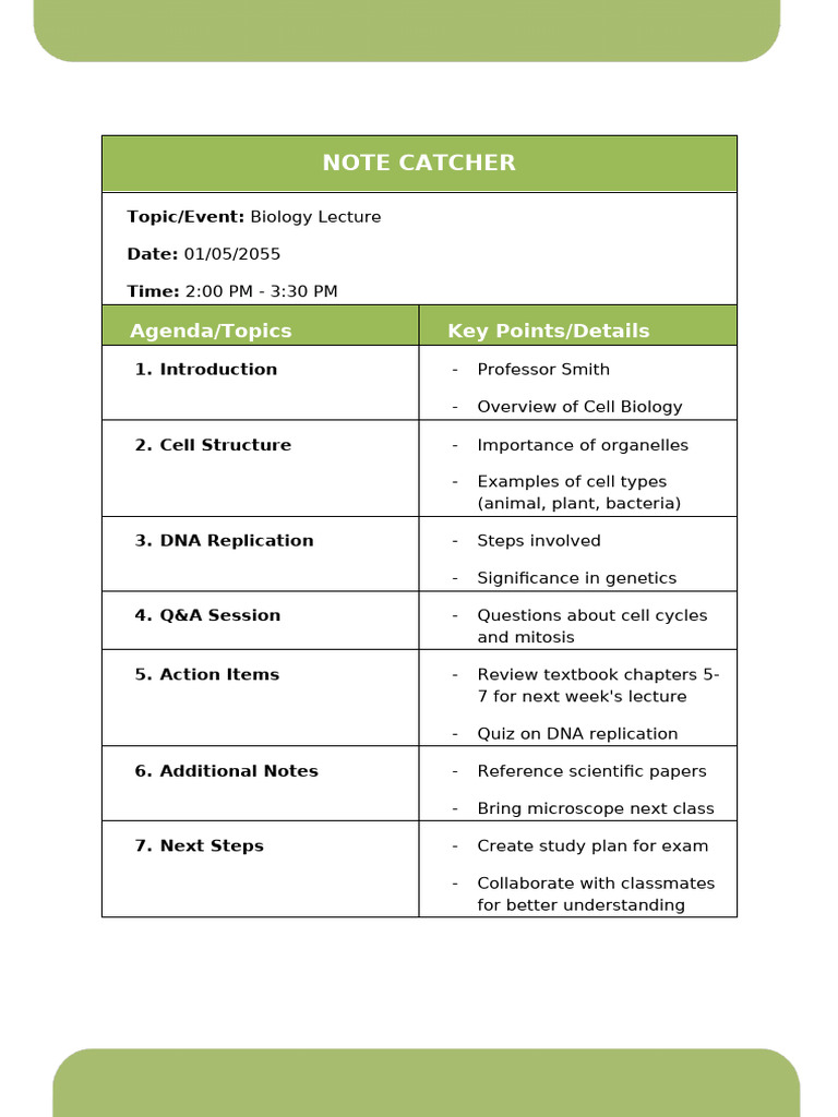 Biology Lecture Notes - Cell Biology | PDF