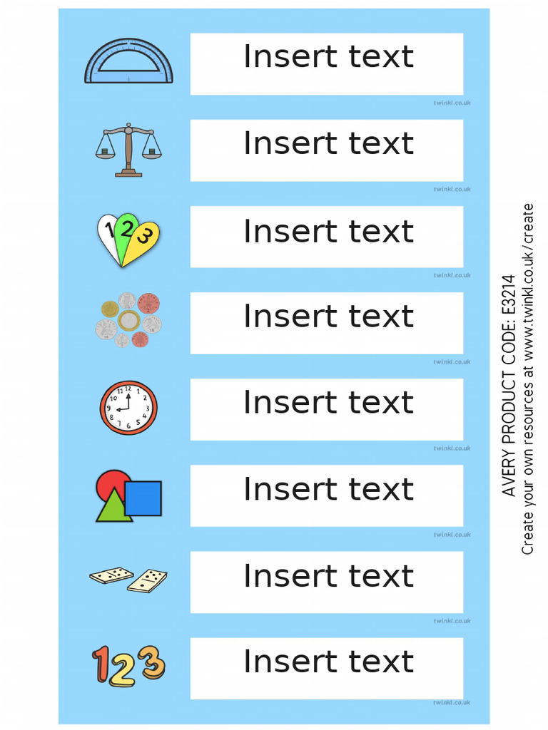 Tray Label - Maths | PDF