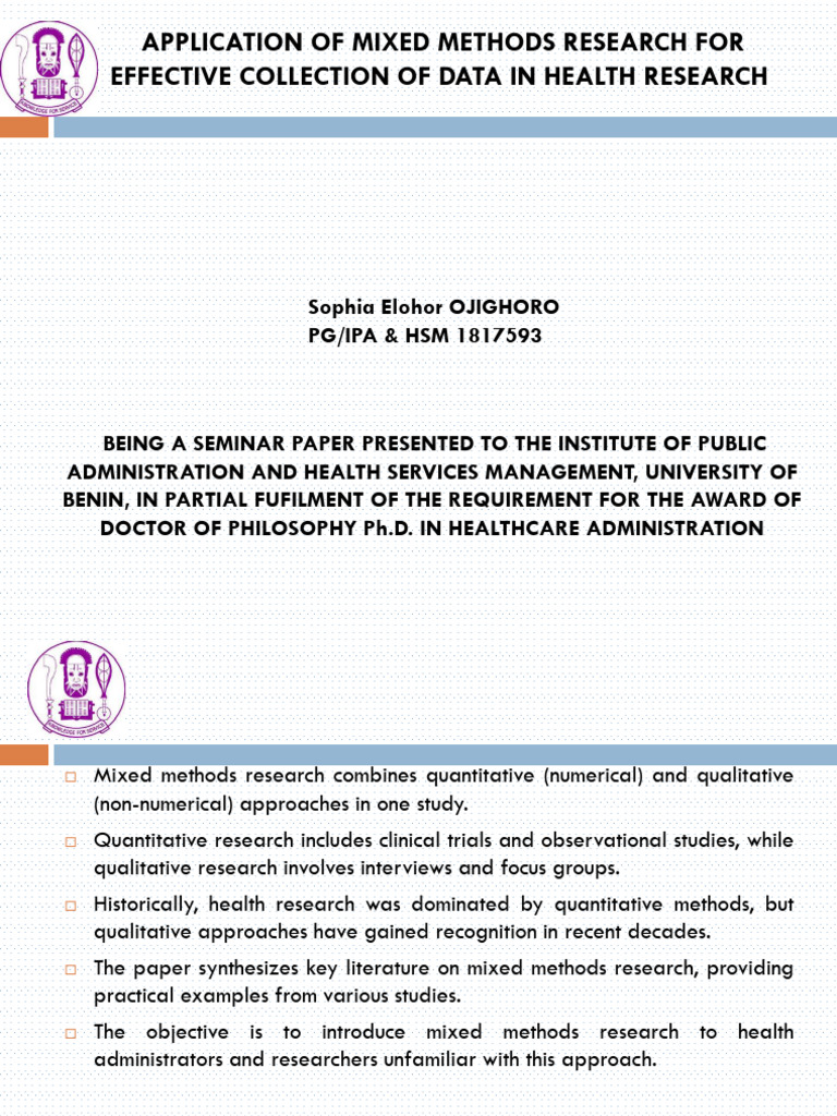 Mixed Methods Research in Health Studies | PDF | Qualitative Research ...
