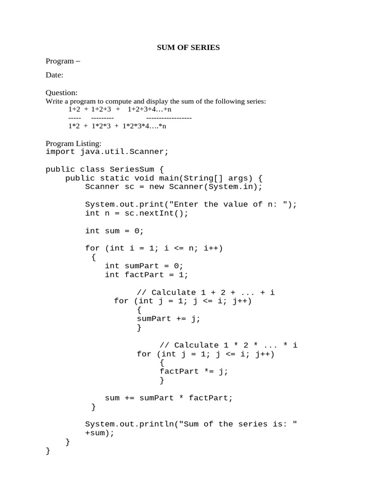 Sum of Series | PDF | String (Computer Science) | Software Development