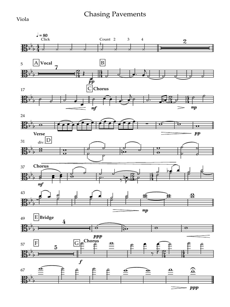 1-2 Chasing Pavements - Viola | PDF