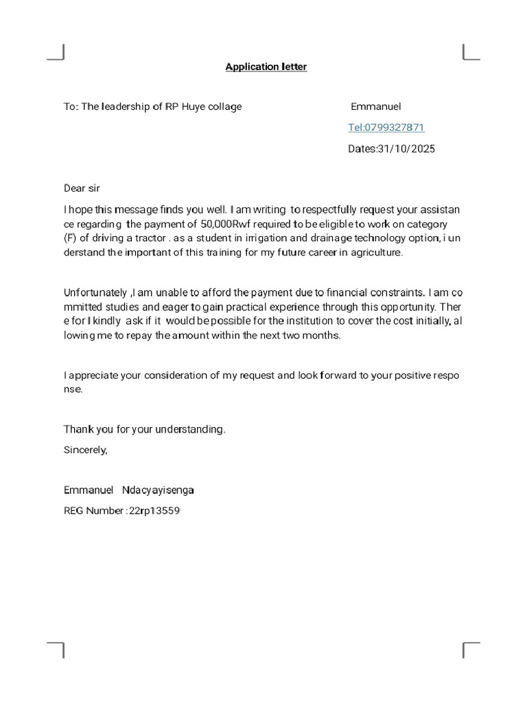 Application Letter Phoenix | PDF