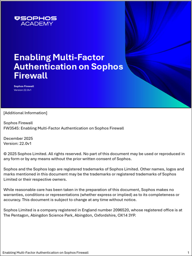 Configure MFA on Sophos Firewall | PDF | Virtual Private Network ...