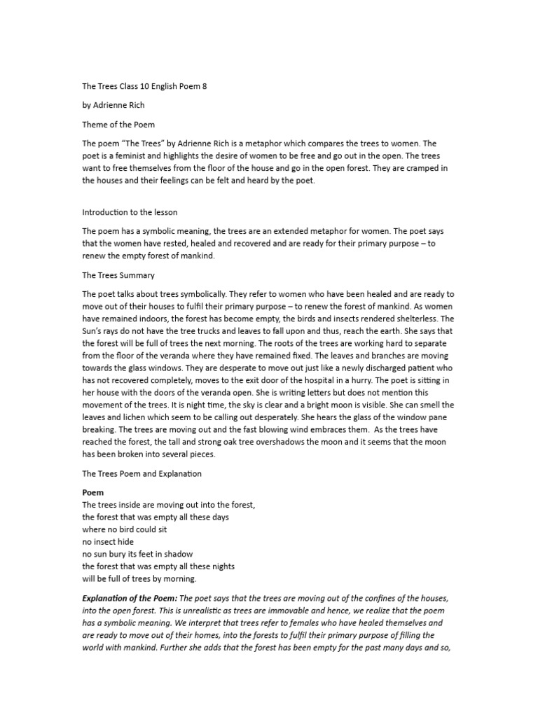 The Trees Poem Printed Nites | PDF | Trees | Poetry