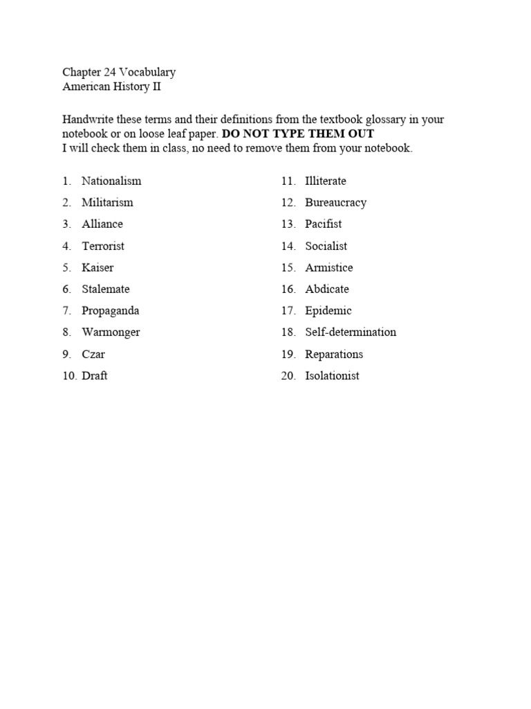 Ch+24+Vocabulary | PDF