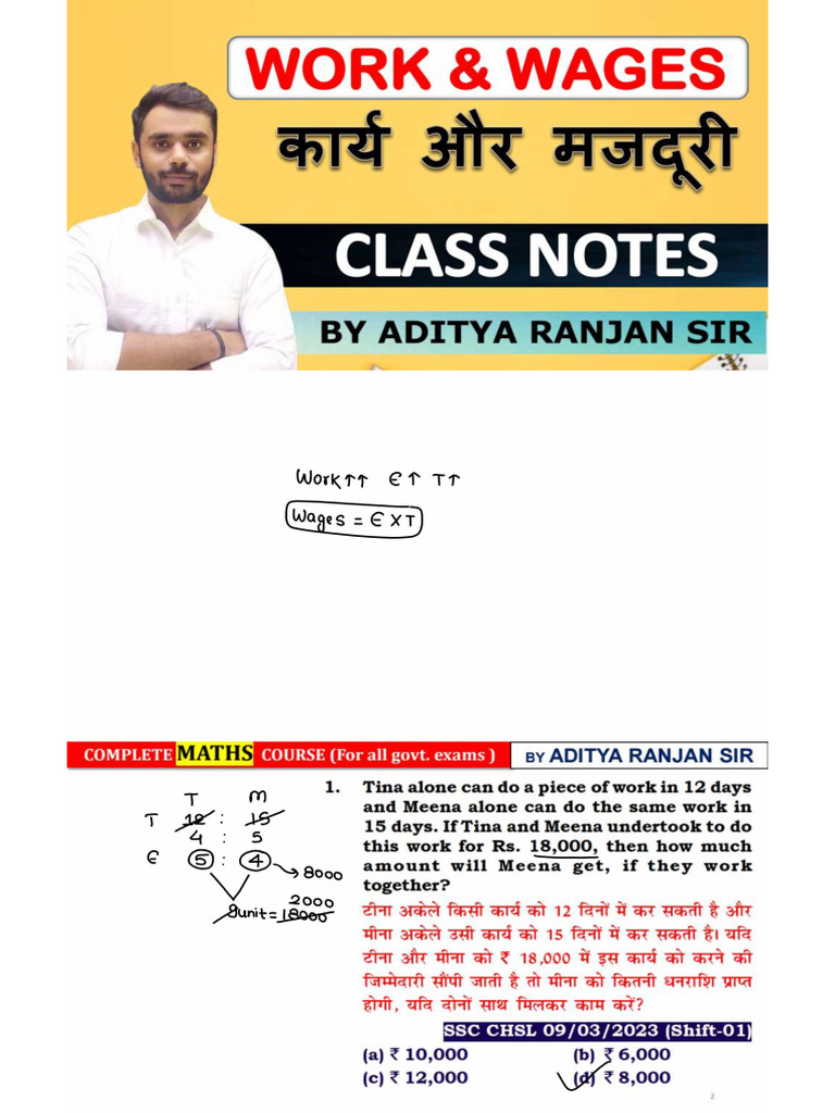 Work & Wages (Class Notes) (N-Up 1x3) | PDF