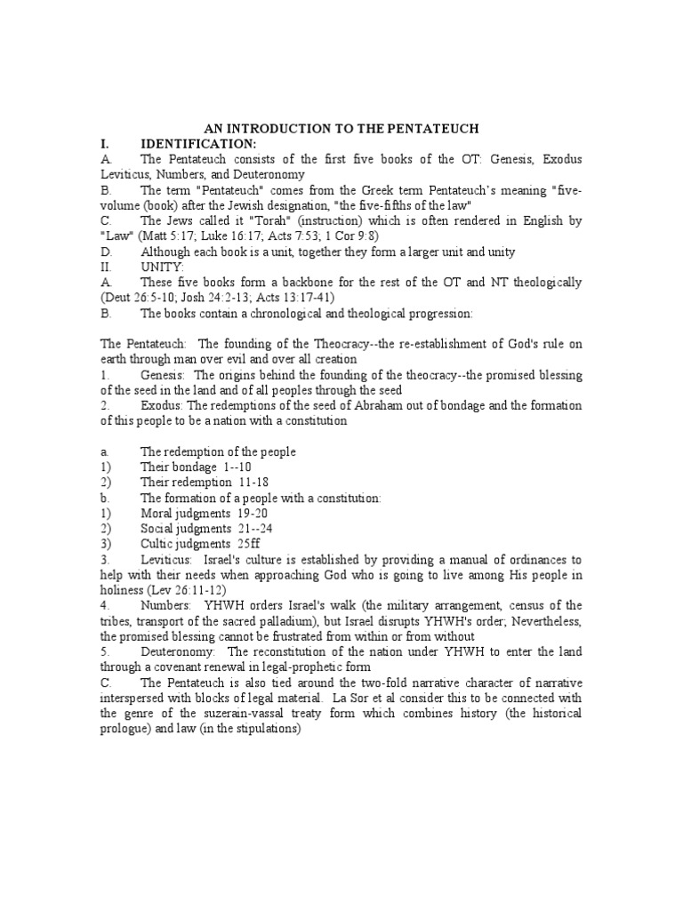 An Introduction To The Pentateuch | PDF | Book Of Genesis | Torah