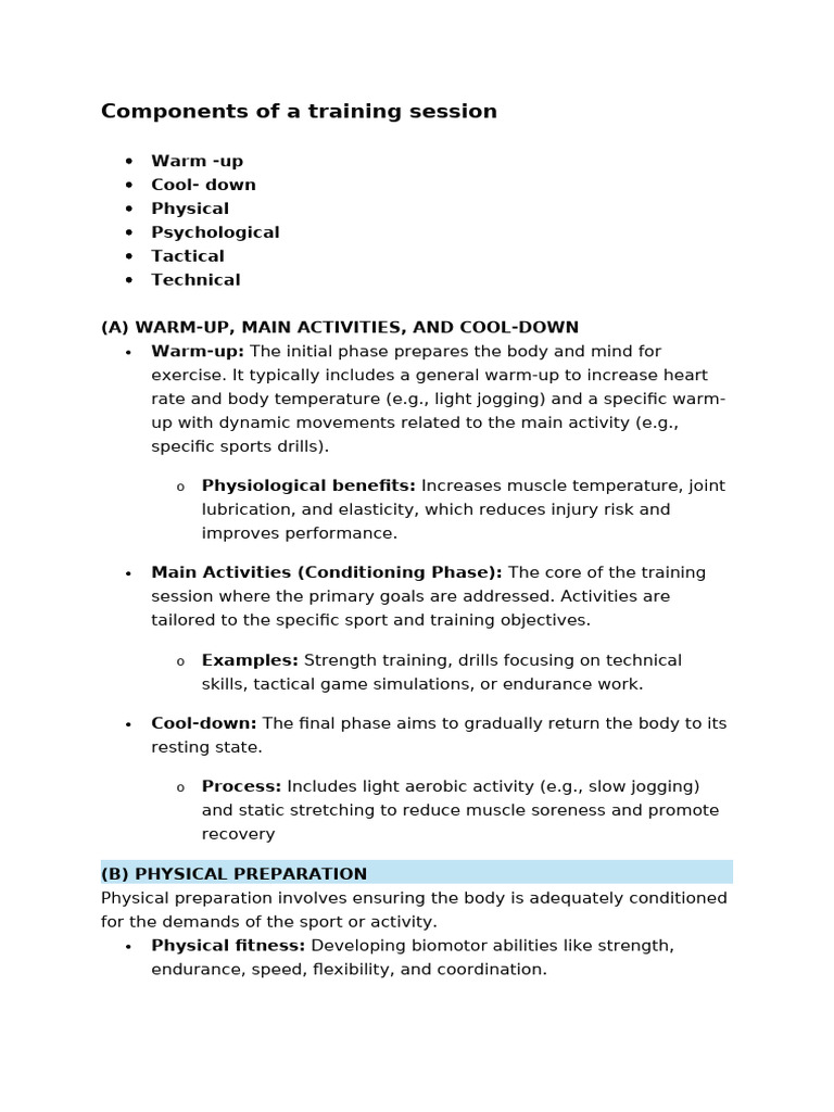 CSEC Components of A Training Session. | PDF | Physical Fitness | Behavioural Sciences