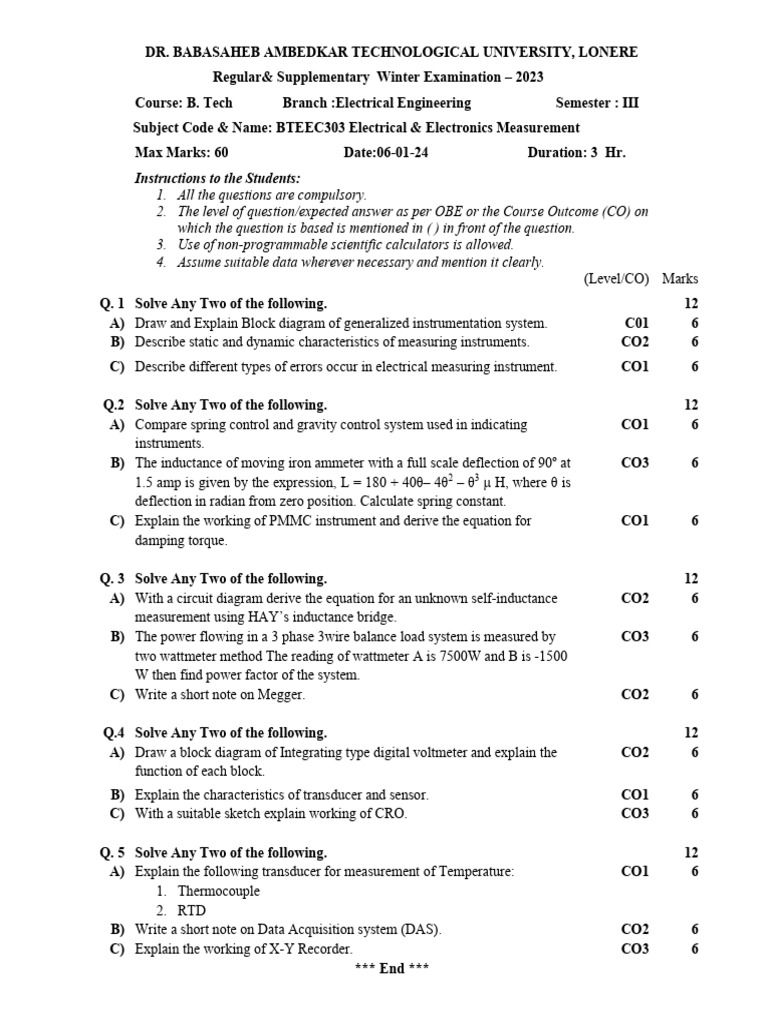 Electrical Electronics Measurement | PDF | Physical Quantities ...
