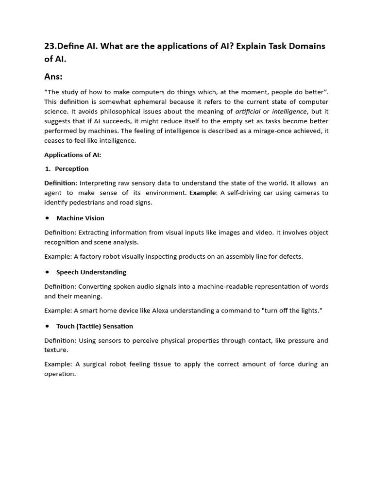 AI Applications and Task Domains Explained | PDF | Artificial ...