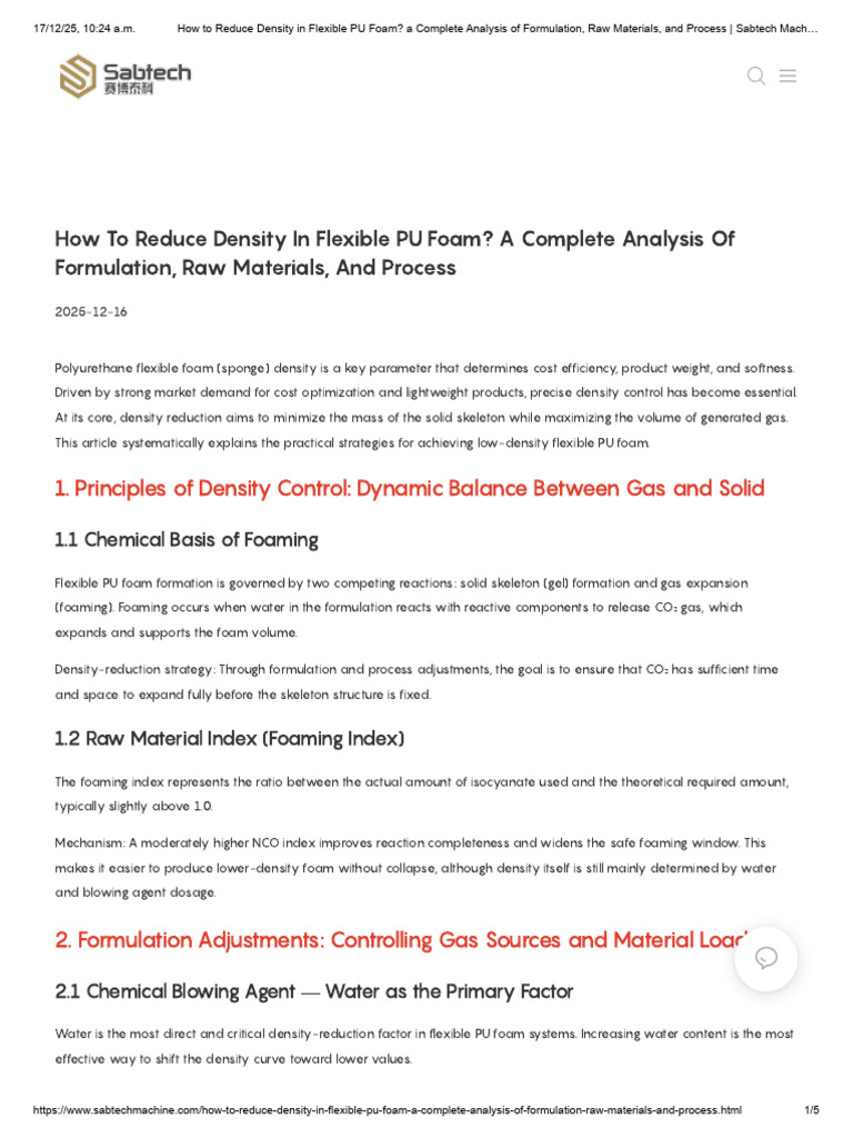 Reduce Density in Flexible PU Foam Guide | PDF | Foam | Polyurethane
