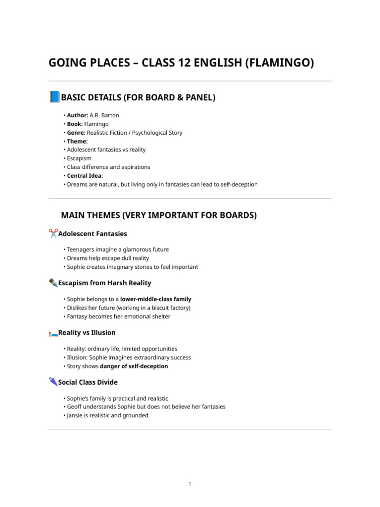Going Places: Class 12 English Guide | PDF | Reality