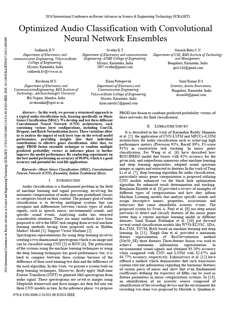 Optimized Audio Classification With Convolutional Neural Network ...