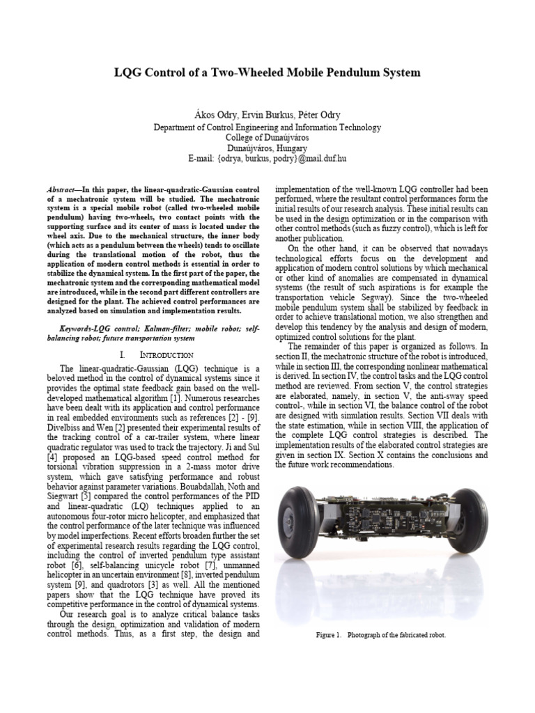 LQG Controller TWSBR | PDF | Force | Electric Motor
