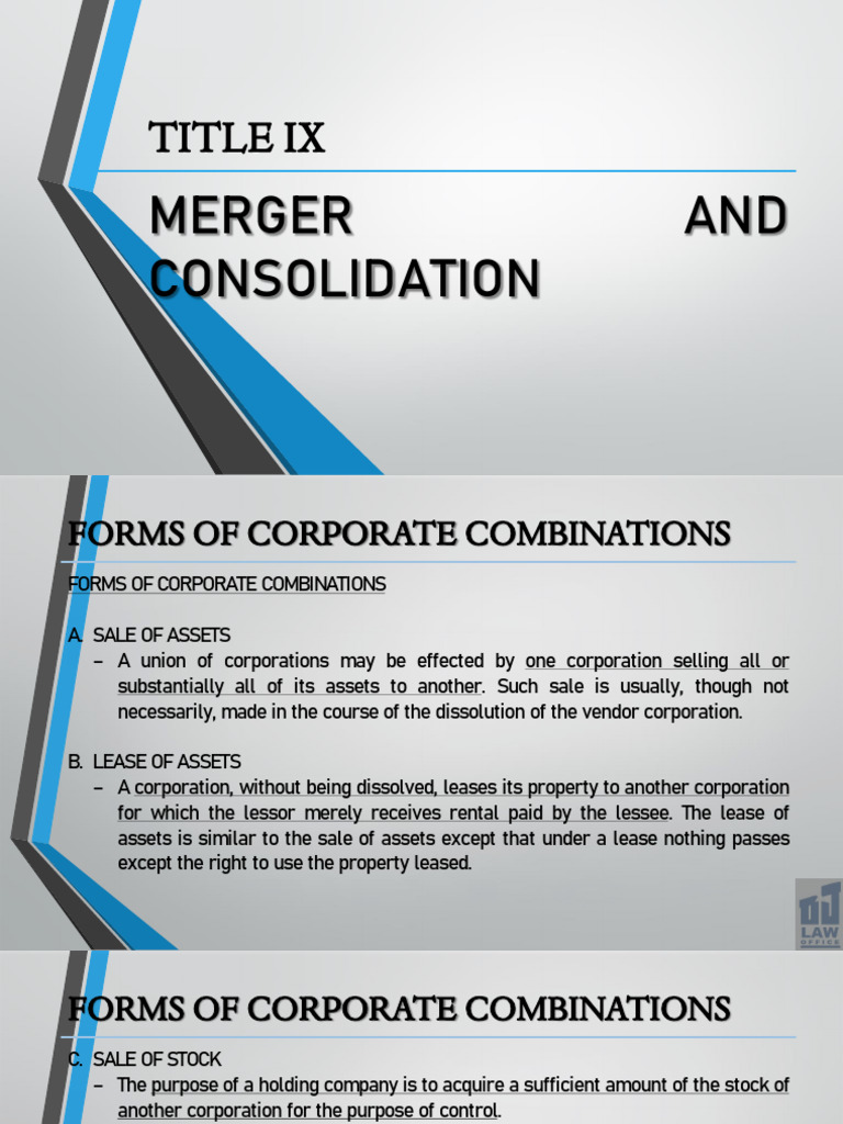 RCCP Title IX Merger and Consolidation | PDF | Mergers And Acquisitions ...