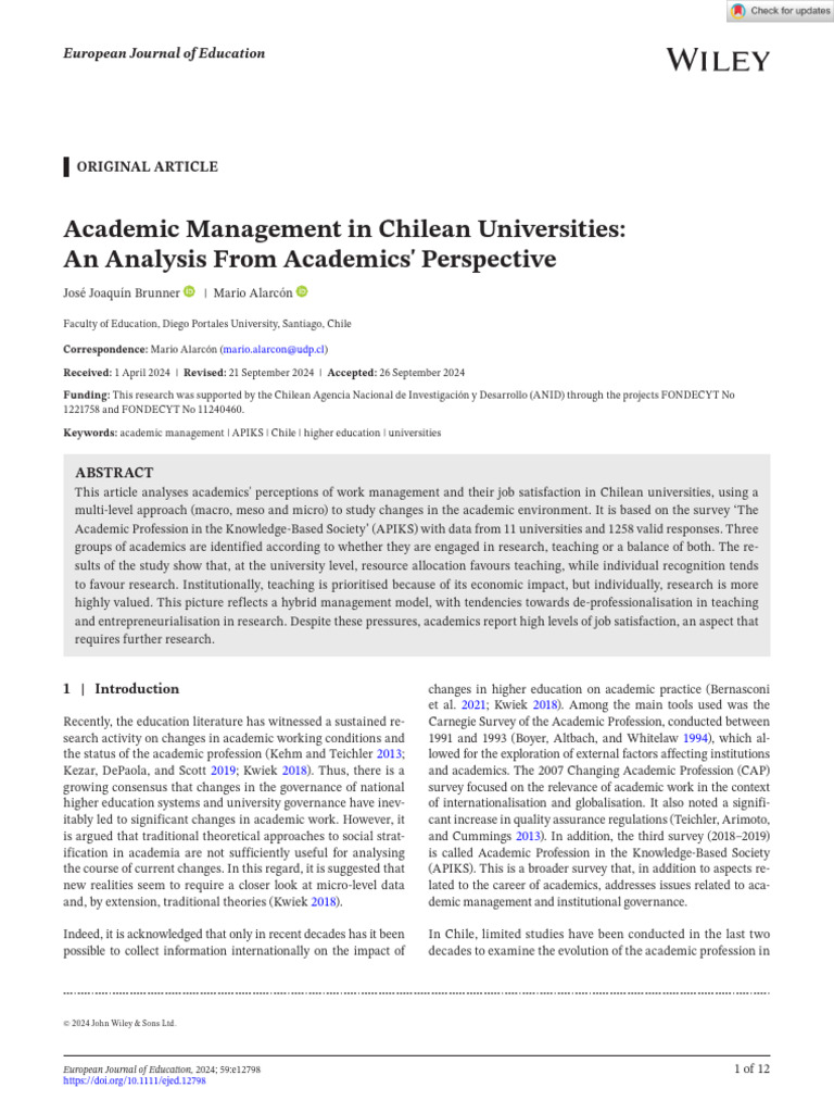 Academic Management in Chilean Universities | PDF | Governance | Evaluation