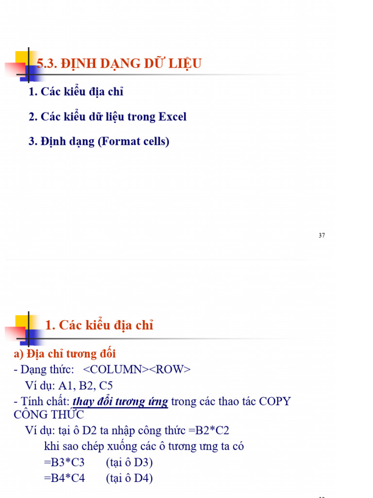 Cac Kieu Du Lieu Trong Excel Cong Nghe Thong Tin Truong Dai Hoc Quy Nh ...