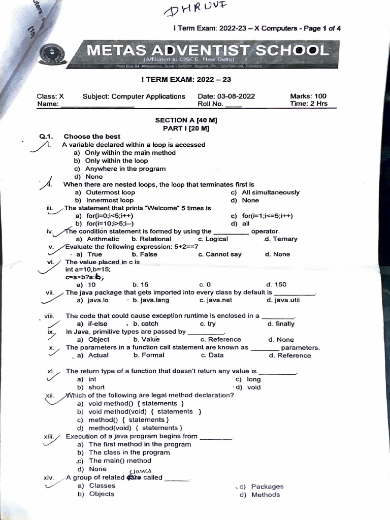 10th-std-2022-23 | PDF | Parameter (Computer Programming) | Control Flow