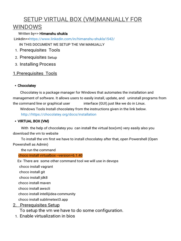 Manual VM Setup for Windows Users | PDF | Computing Platforms | Software