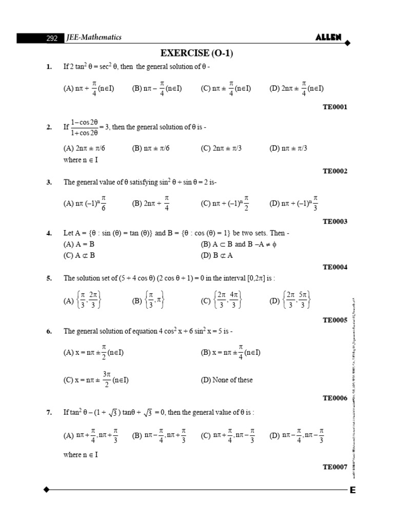 Trigonometric Equation Assignment | PDF | Mathematical Relations | Special Functions