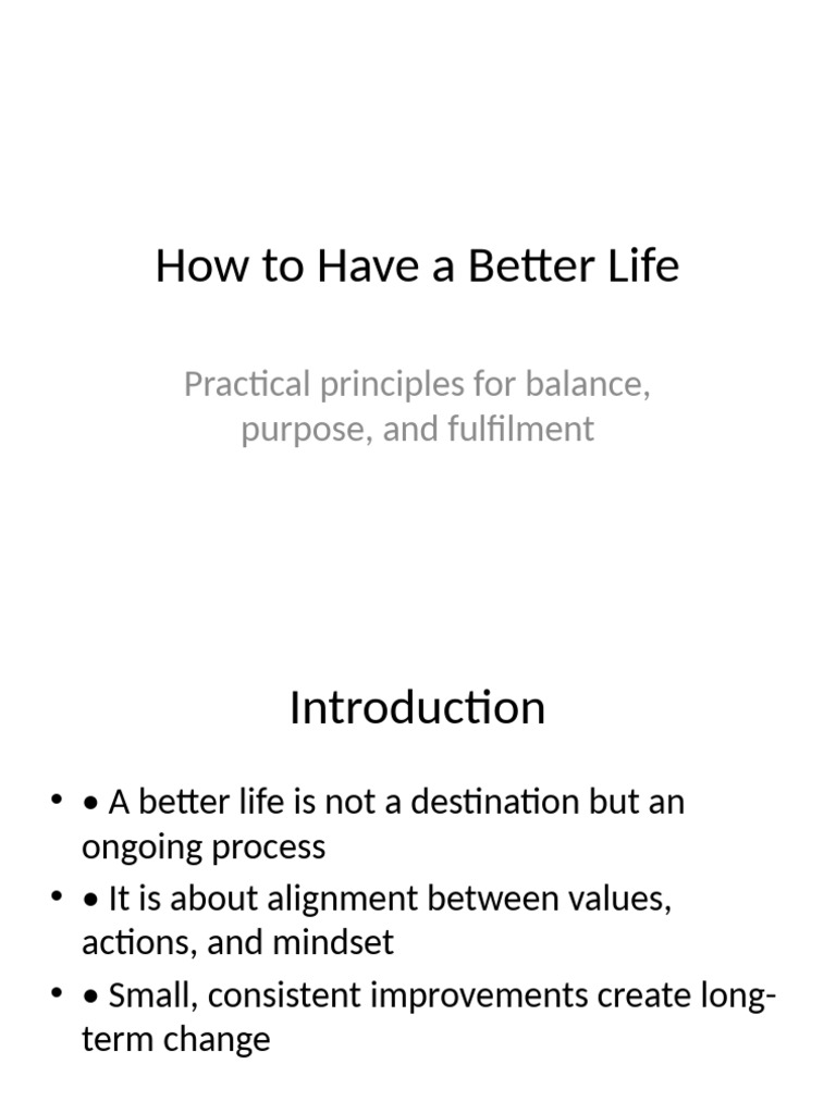 How To Have A Better Life | PDF