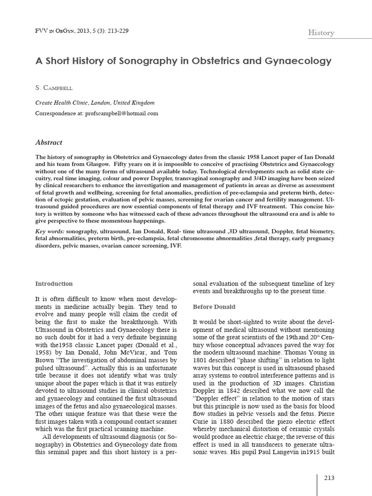 Obs Ultrasound History | PDF | Medical Ultrasound | Fetus