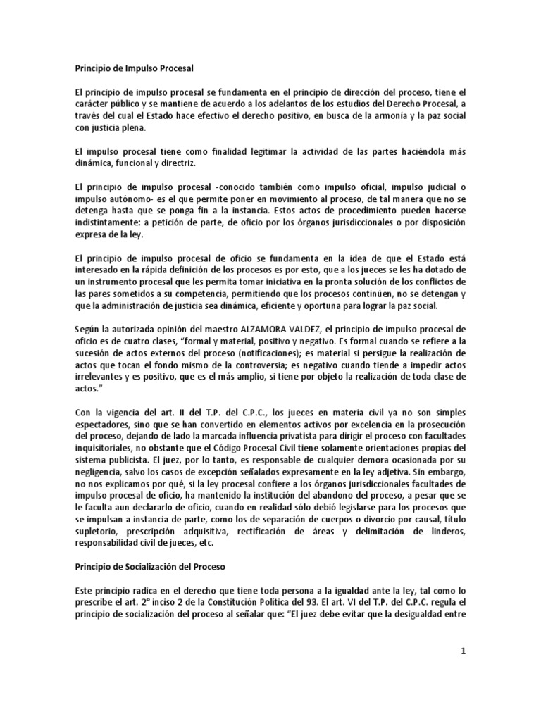 Principio de Impulso Procesal | PDF | Ley procesal | Evidencia (ley)