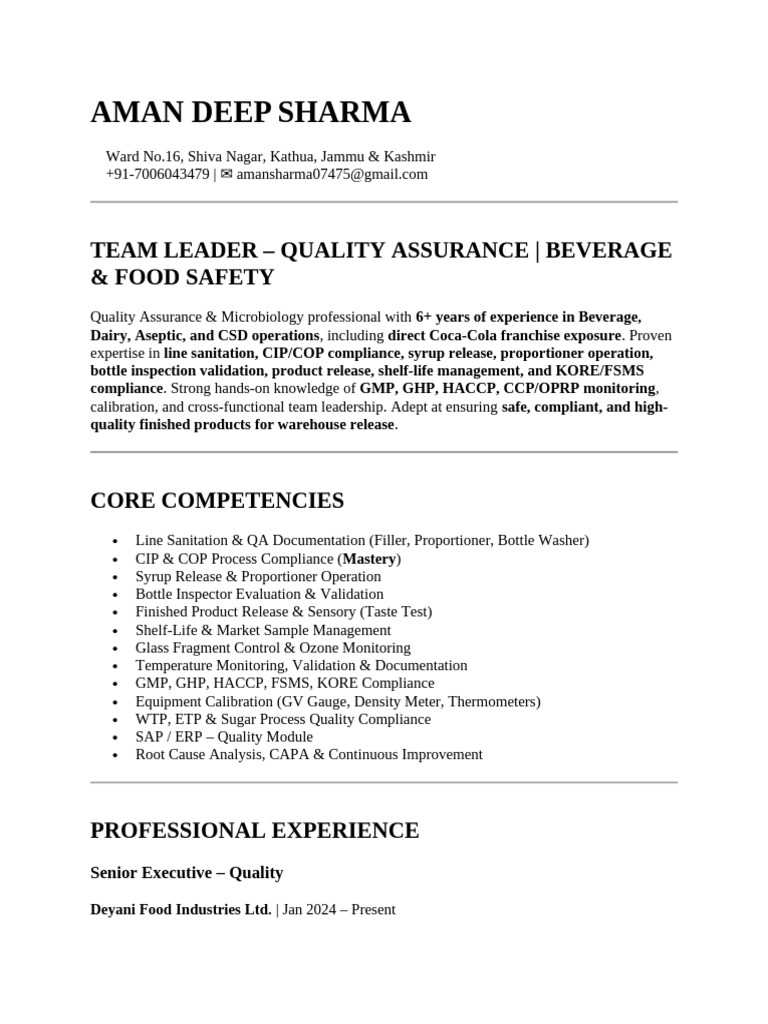 Aman Deep Sharma Coca Cola | PDF