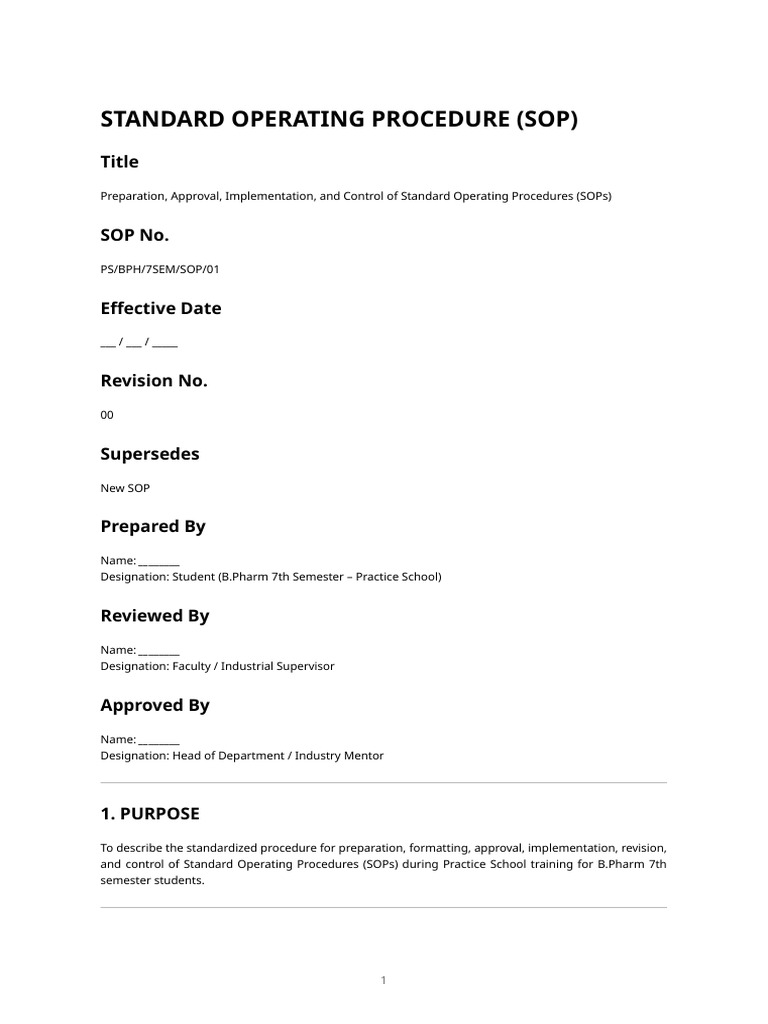 SOP Guidelines for B.Pharm Students | PDF | Quality