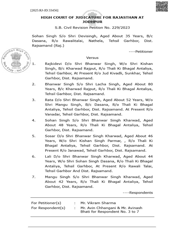 High Court of Judicature For Rajasthan at Jodhpur: (2025:RJ-JD:33456 ...
